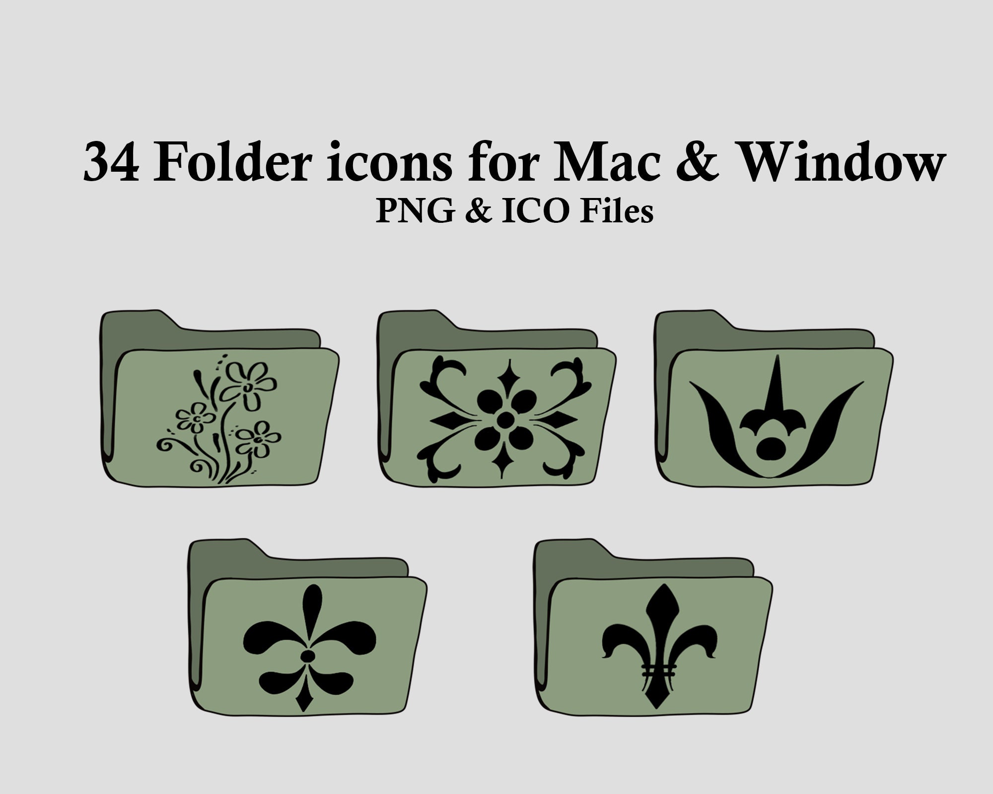 34 Hand Drawn Desktop Icon Set I Folder Icons for Mac + Windows I ...