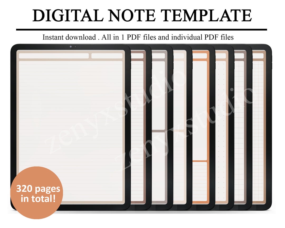 Digital Note Paper Template for Notetaking, Portrait Template, A4 ...