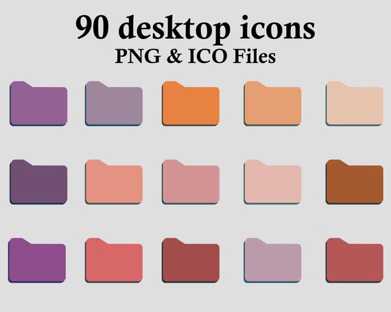 90 Desktop Icon Set I Folder Icons for Mac Windows I Design | Etsy