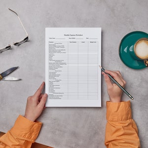 Monthly Expenses Tracker Worksheet Budget Blank Digital Printable ...