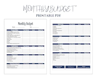 Monthly Expenses Tracker Worksheet Budget Blank Digital Printable ...