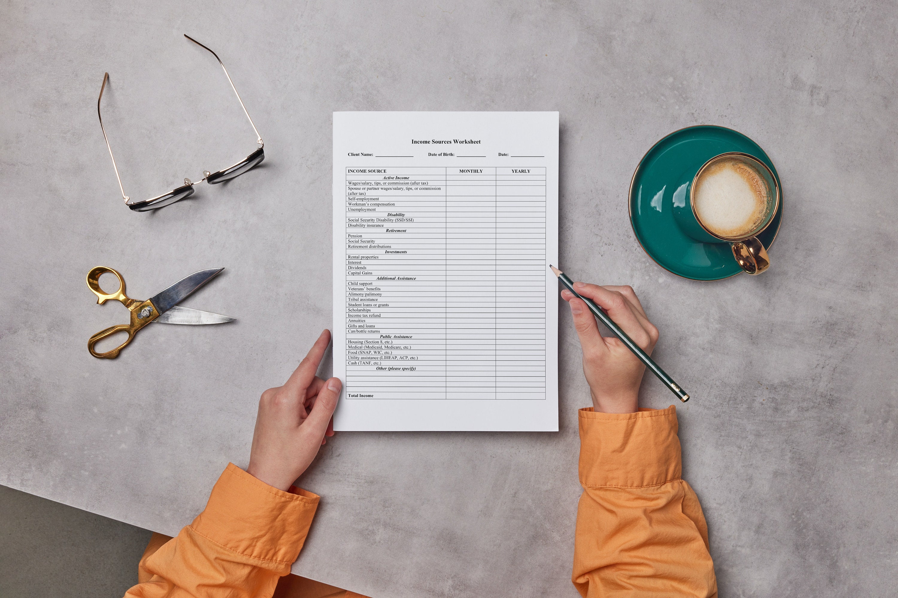 Blank Digital Printable Template PDF Word Income Sources Worksheet ...