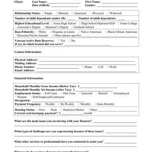Blank Digital Printable Template PDF Word Client Information Intake ...