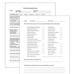Blank Digital Printable Template PDF Word Client Information Intake ...
