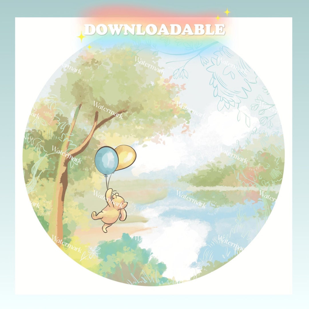 Winnie the Pooh Circle Party Watercolor Backdrop 2m/6.56 Ft Diameter ...