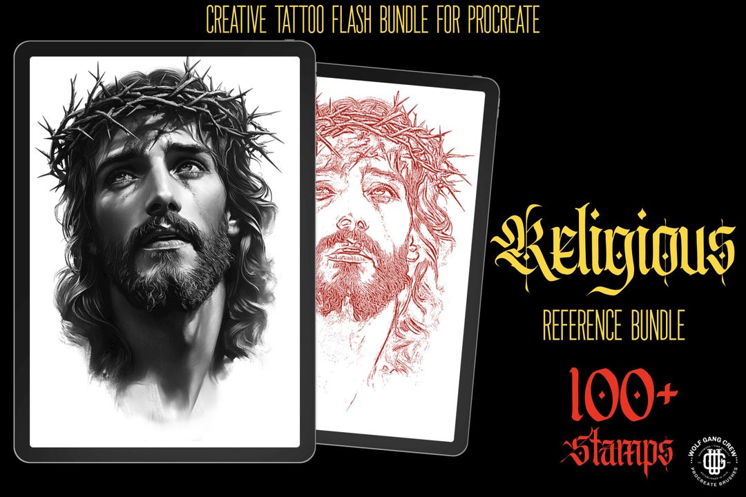 Procreate / Religious Tattoo Reference Kit, Set 1, 100+ Unique ...
