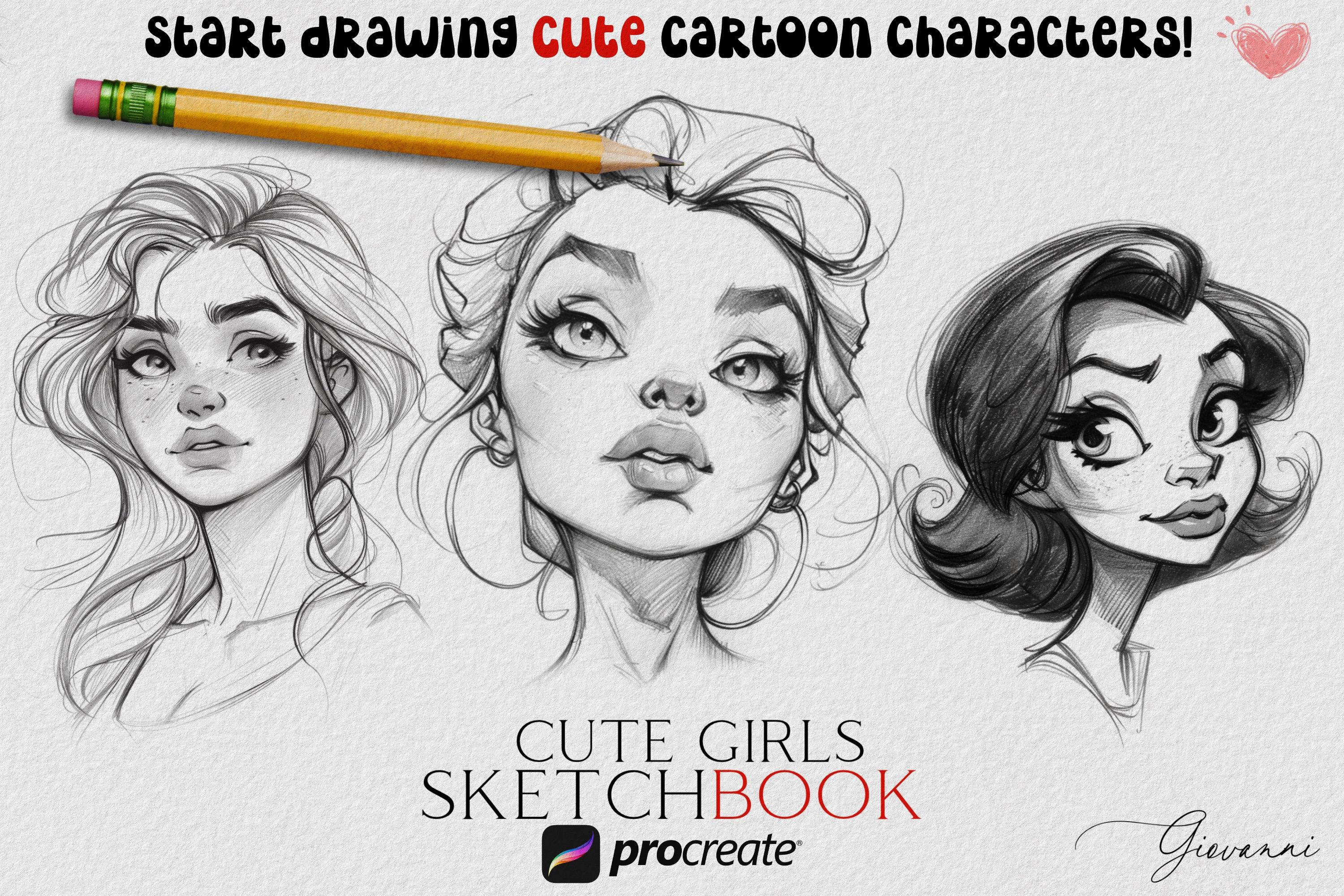 Procreate / Giovanni Belluci the Sketchbook cute Cartoon Girls - Etsy