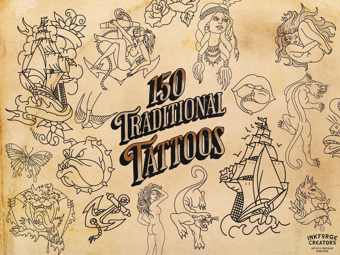 Procreate, 150 Traditional Tattoos - Etsy