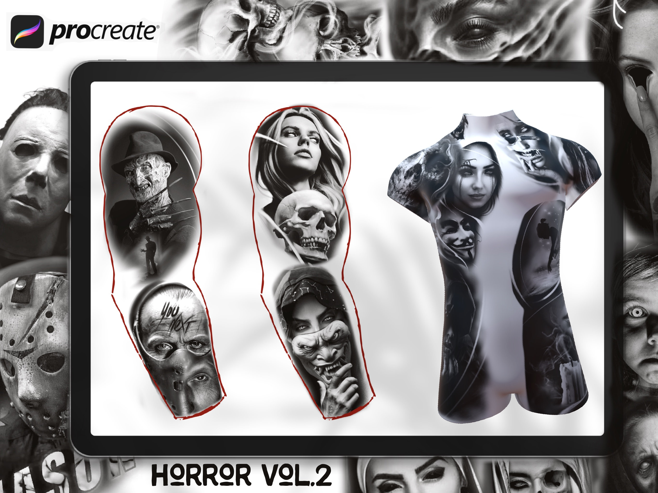 Procreate Horror Brushes: Dark Art, Surrealism, Skulls (digital ...
