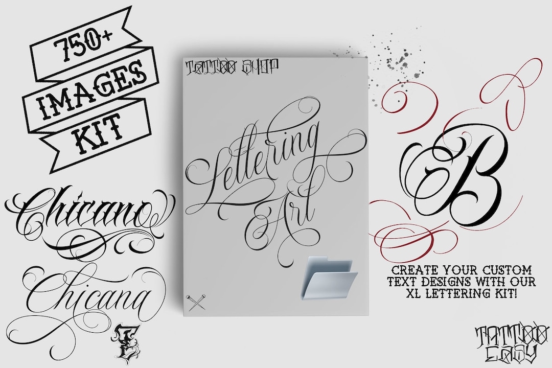 Tattoo Lettering Mega Pack ( Images + Regular Fonts ) - Etsy