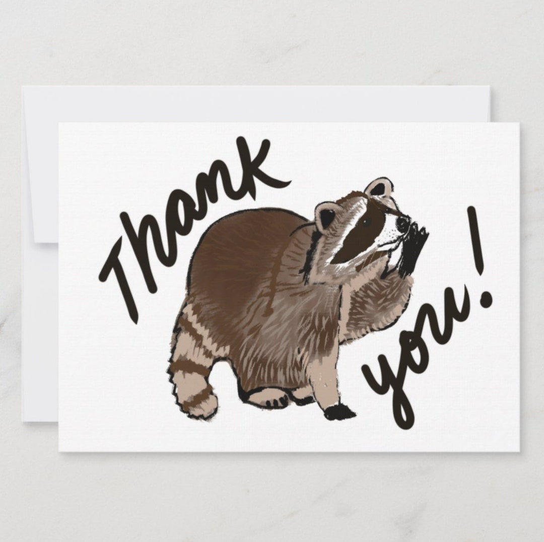 Raccoon Cute and Simple Printable Download Pdf 4in X 6in Thank You Card ...