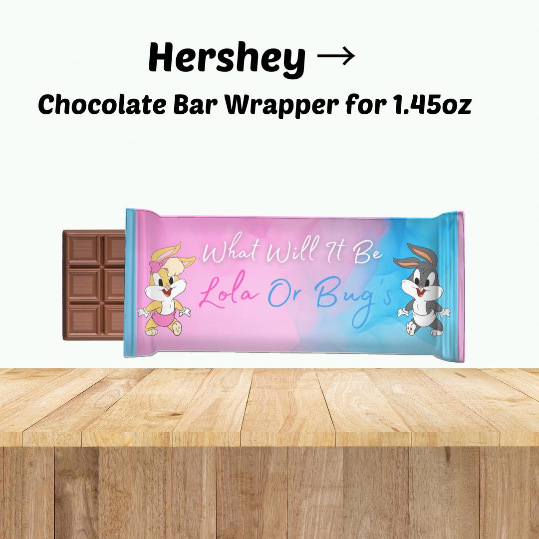 Gender Reveal Theme Lola or Bugz Baby Shower Candy Bar Hershey Digital ...