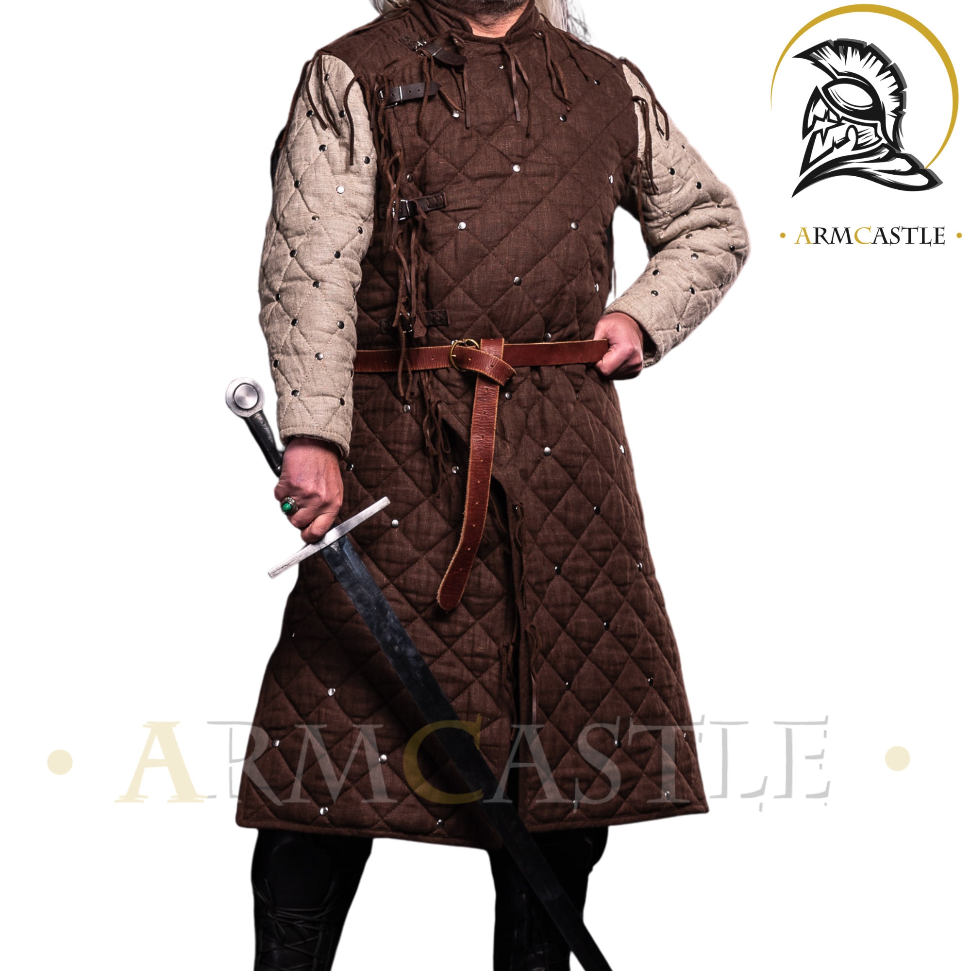 Medieval Witcher Gambeson Costume Crossed Quilted Thick Padded ...