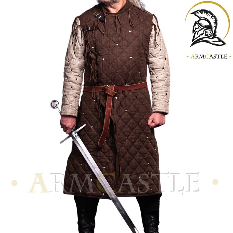 Medieval Witcher Gambeson Costume Crossed Quilted Thick Padded ...