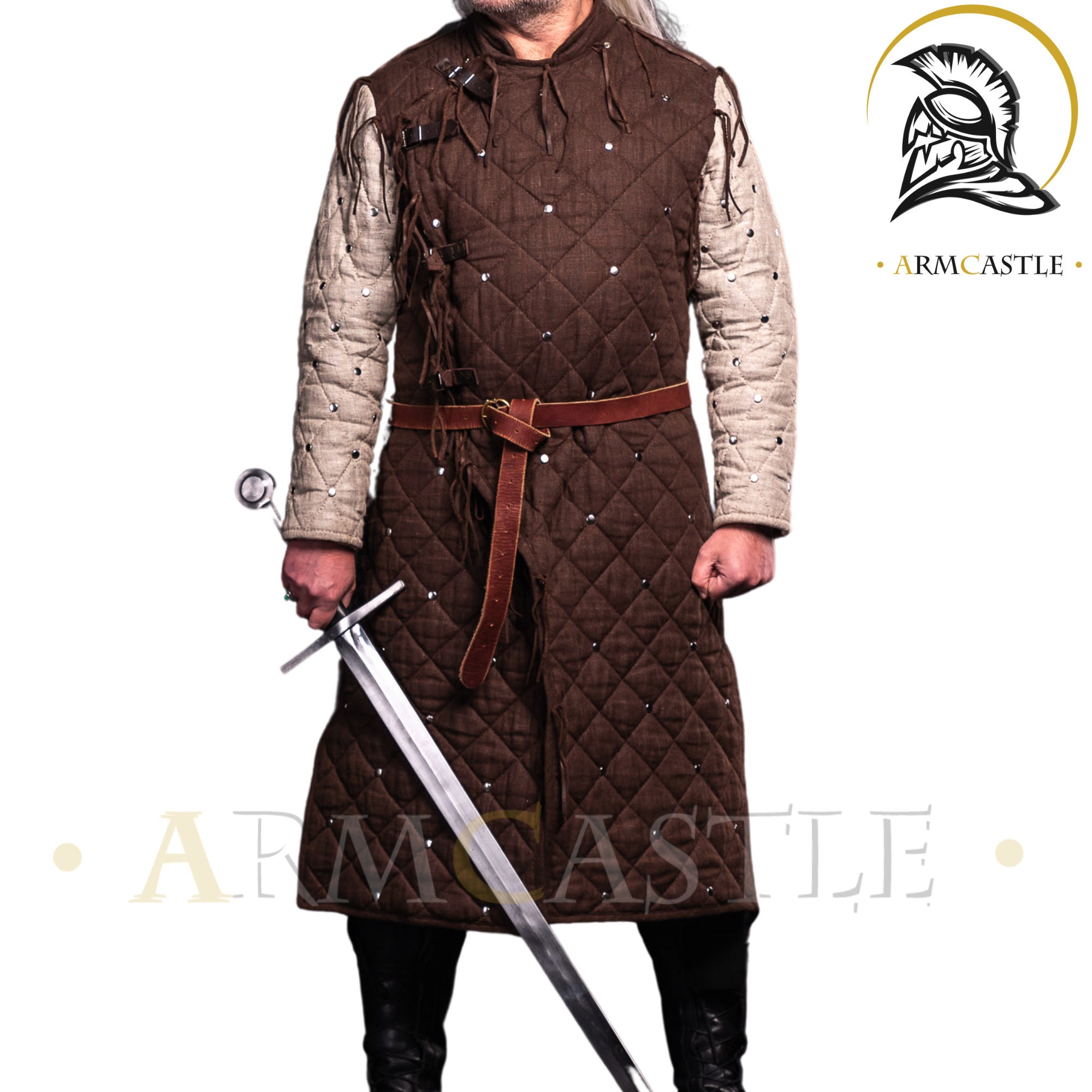 Medieval Witcher Gambeson Costume Crossed Quilted Thick Padded ...