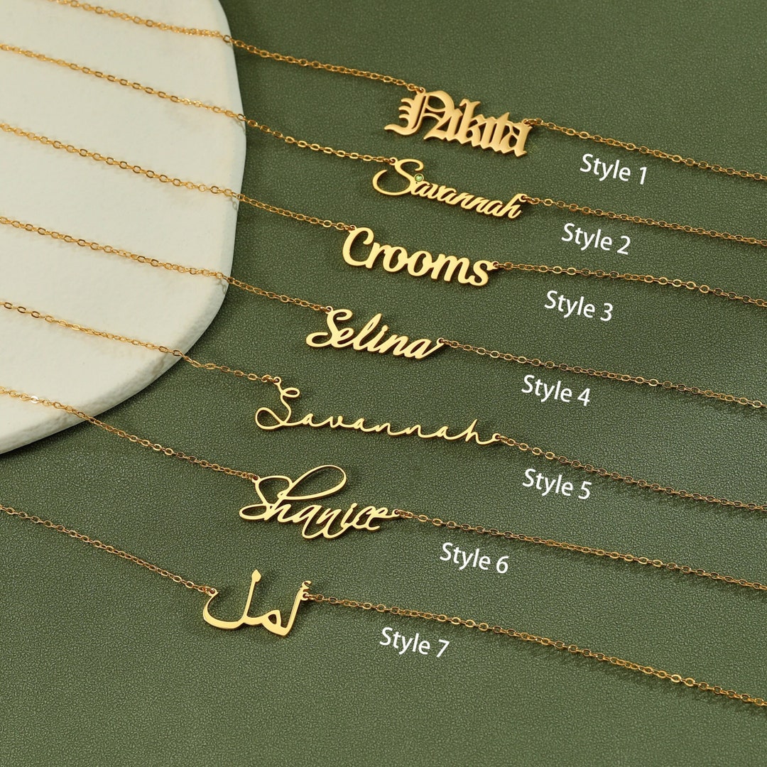 14K Solid Gold Name Necklace Gold Nameplate Necklace Custom - Etsy