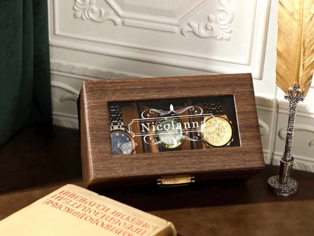 Travel Watch Box, Personalized Leather Watch Case for 3 Watches ...