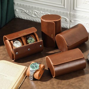 Bronwn Leather Watch Roll for 3 Watches, Custom Travel Watch Box ...