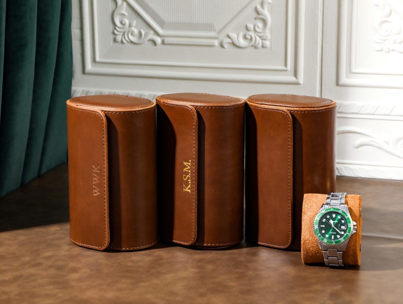 Bronwn Leather Watch Roll for 3 Watches, Custom Travel Watch Box ...