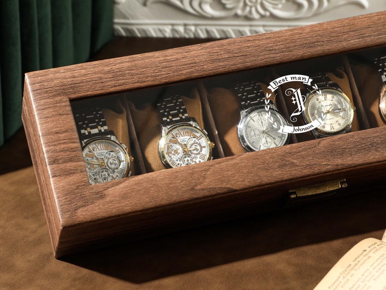 Personalized Brown Leather Watch Box, Groomsmen Proposal Gifts, Best ...