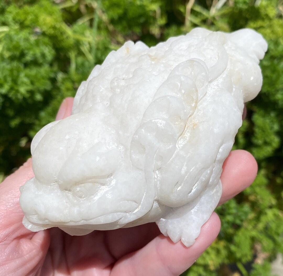 White Jade Jin Chan Money Toad - Etsy