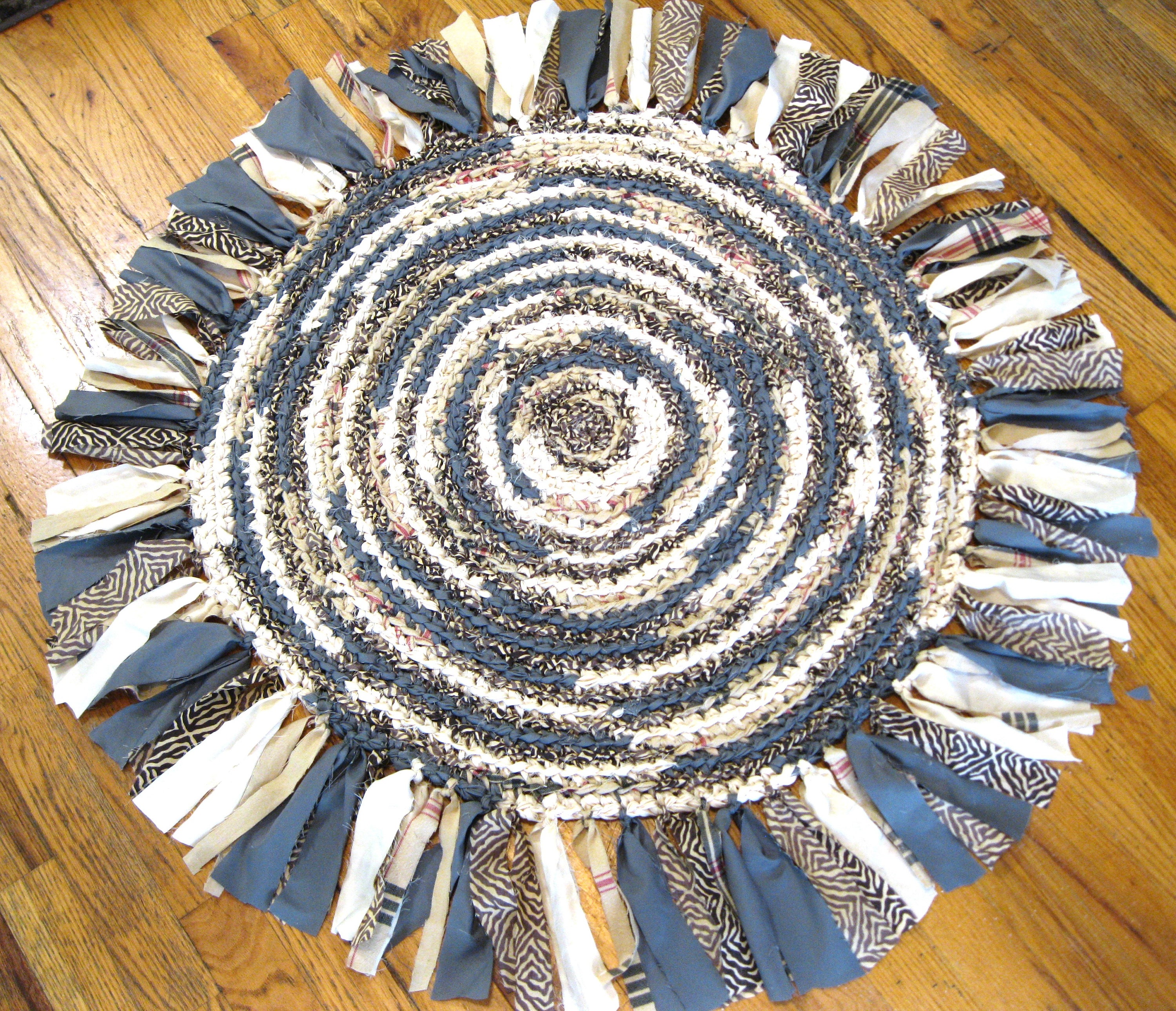 Rag Rug Round Handmade Crochet Kitchen Bath Floor Decor Cottage ...
