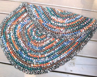 Rag Rug Crochet Oval Handmade Farmhouse Floor Decor Cottage Area Rug ...