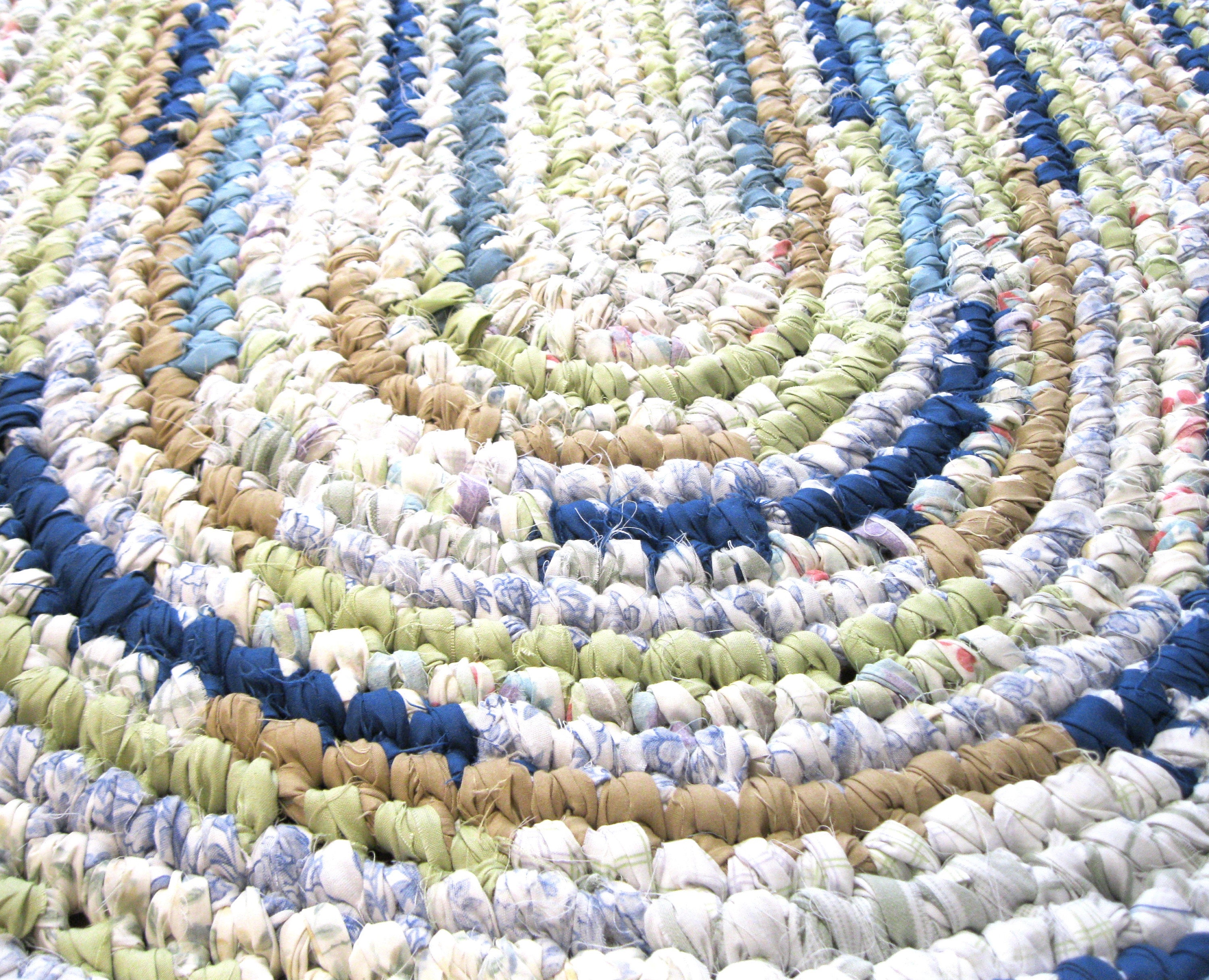 Rag Rug Crochet Oval Handmade Farmhouse Floor Decor Cottage Area Rug ...