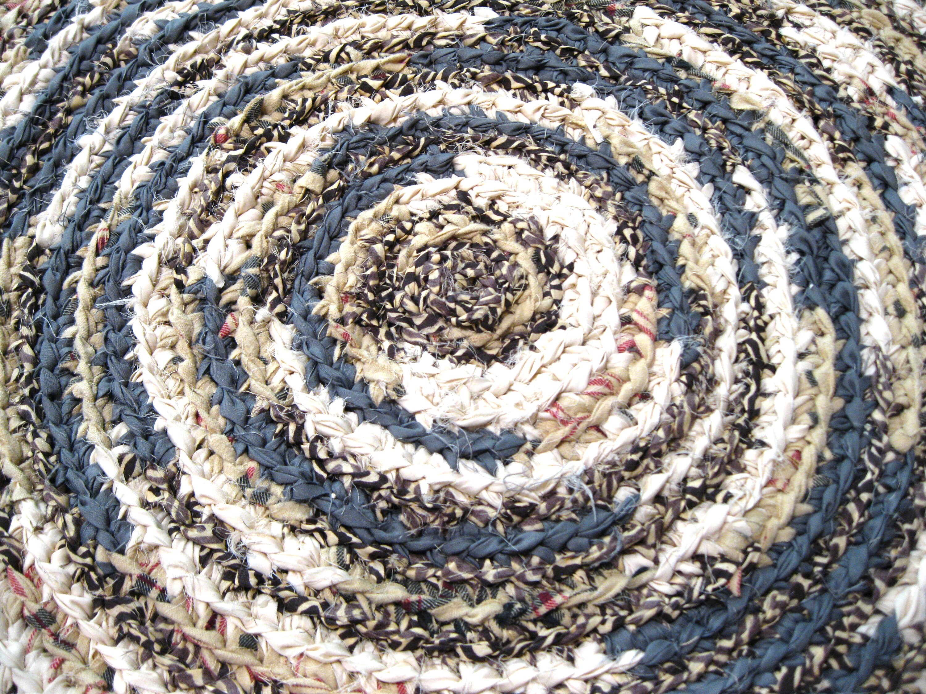 Rag Rug Round Handmade Crochet Kitchen Bath Floor Decor Cottage ...