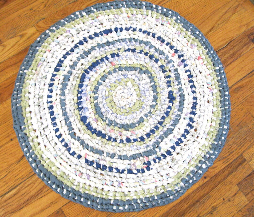 Handmade Amish Knot Rag Rug Round Cottage Farmhouse Coastal 26 Across ...
