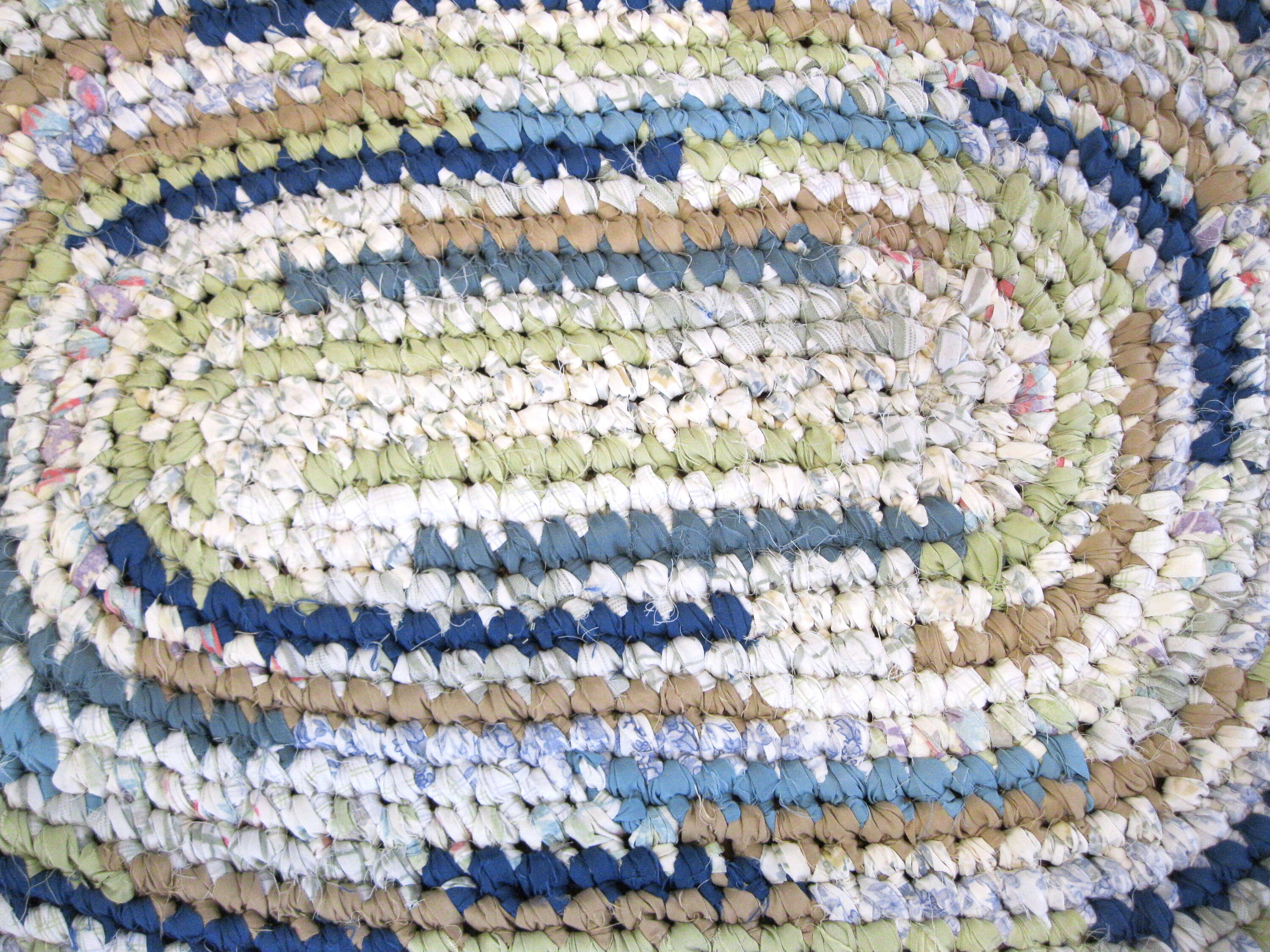 Rag Rug Crochet Oval Handmade Farmhouse Floor Decor Cottage Area Rug ...