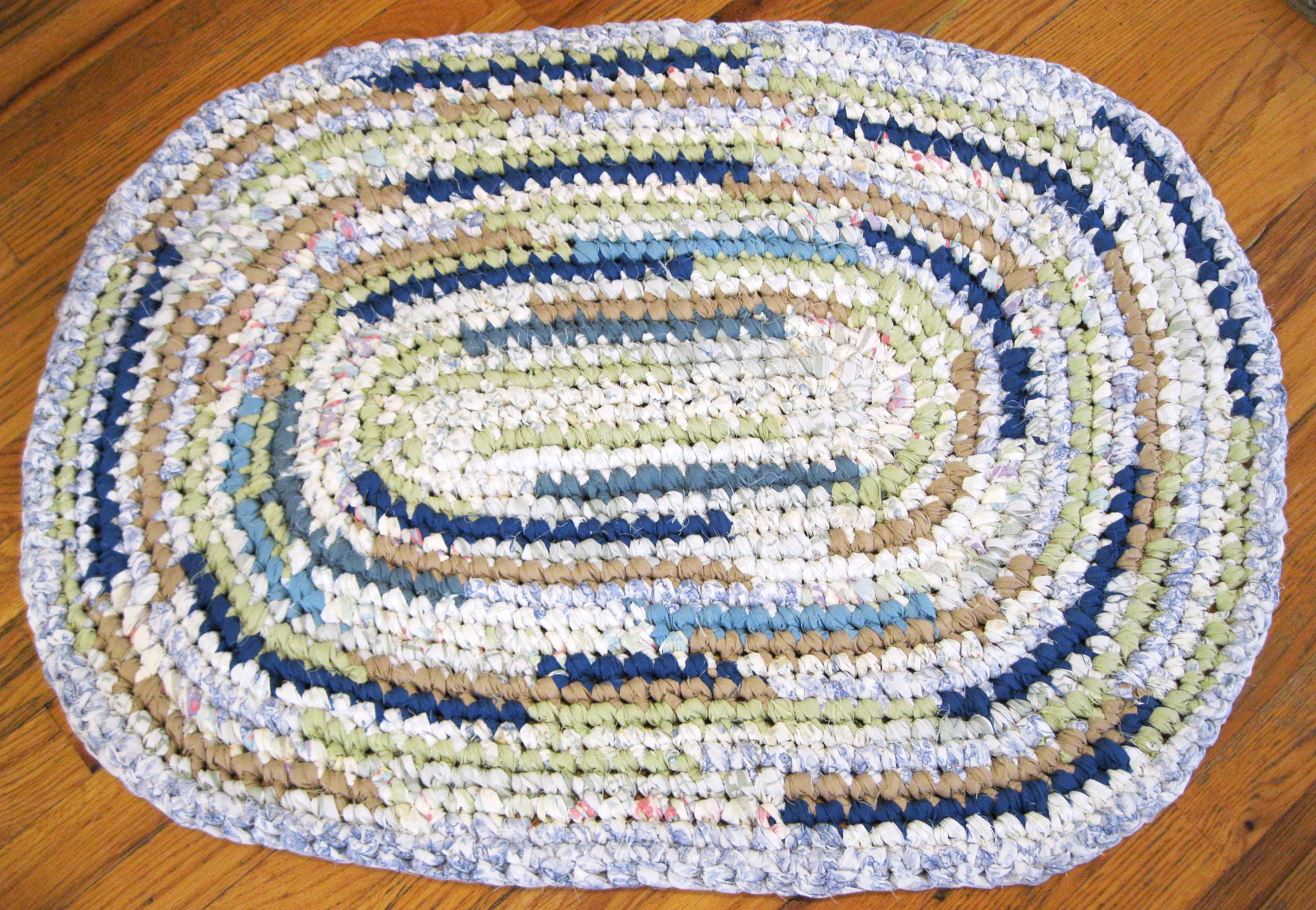 Rag Rug Crochet Oval Handmade Farmhouse Floor Decor Cottage Area Rug ...