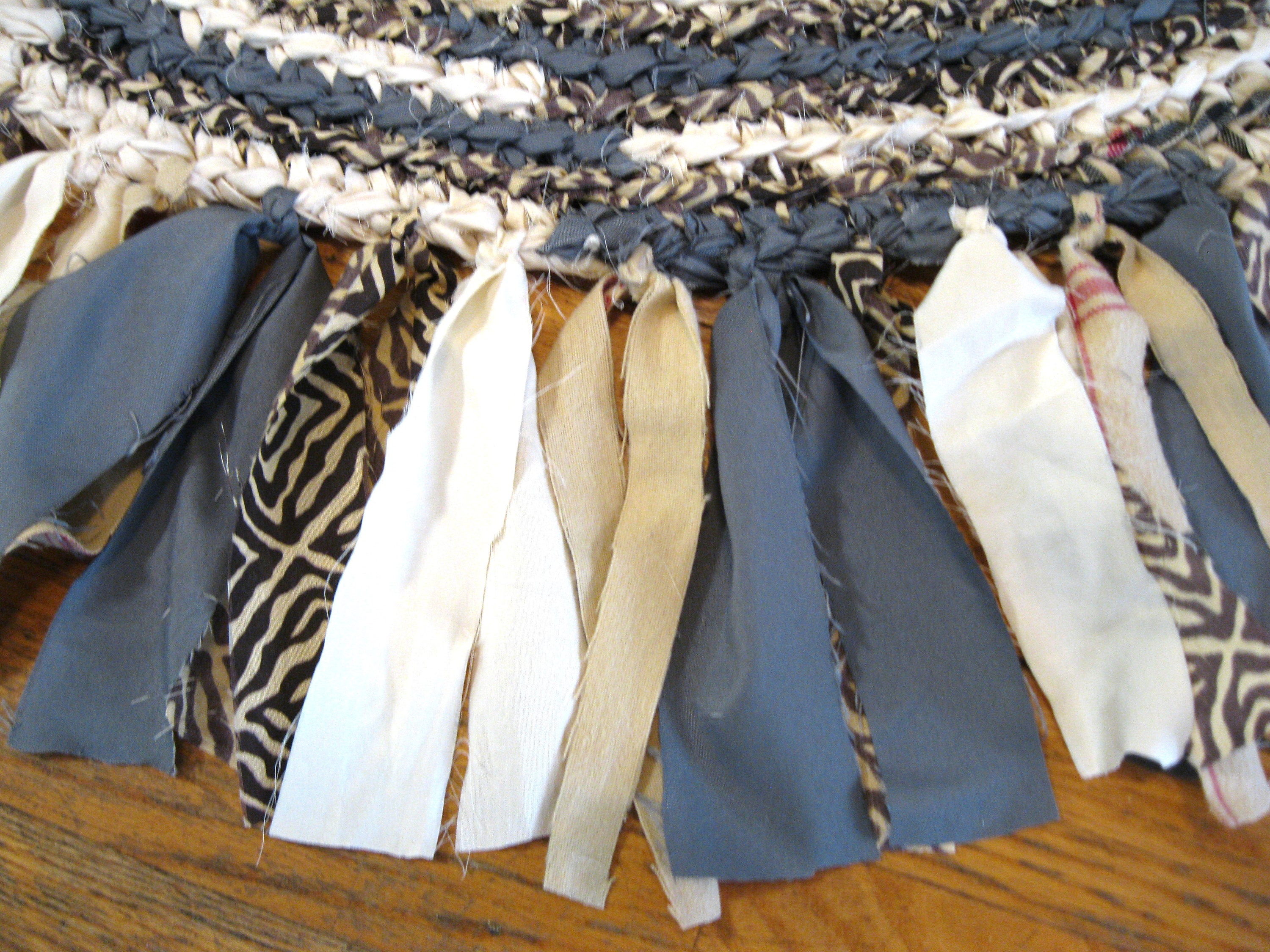 Rag Rug Round Handmade Crochet Kitchen Bath Floor Decor Cottage ...