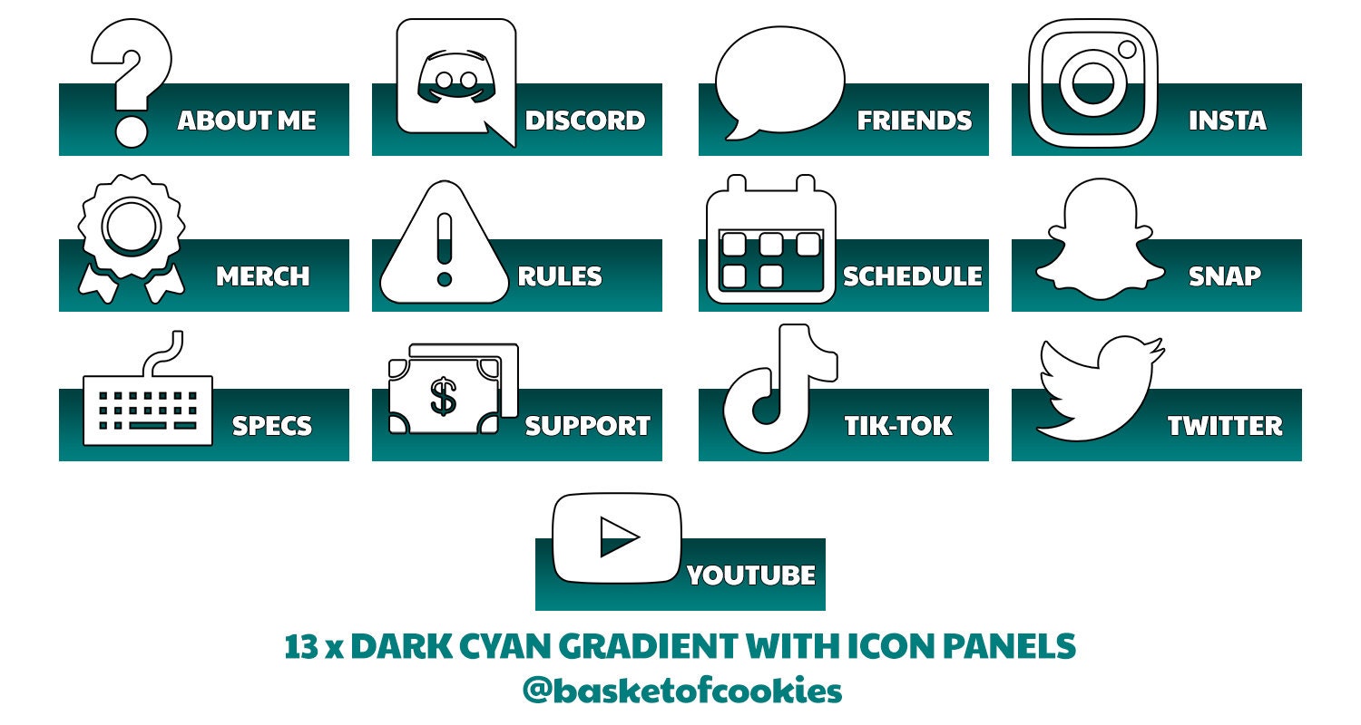 Twitch Dark Cyan Gradient With Icons Panels - Etsy