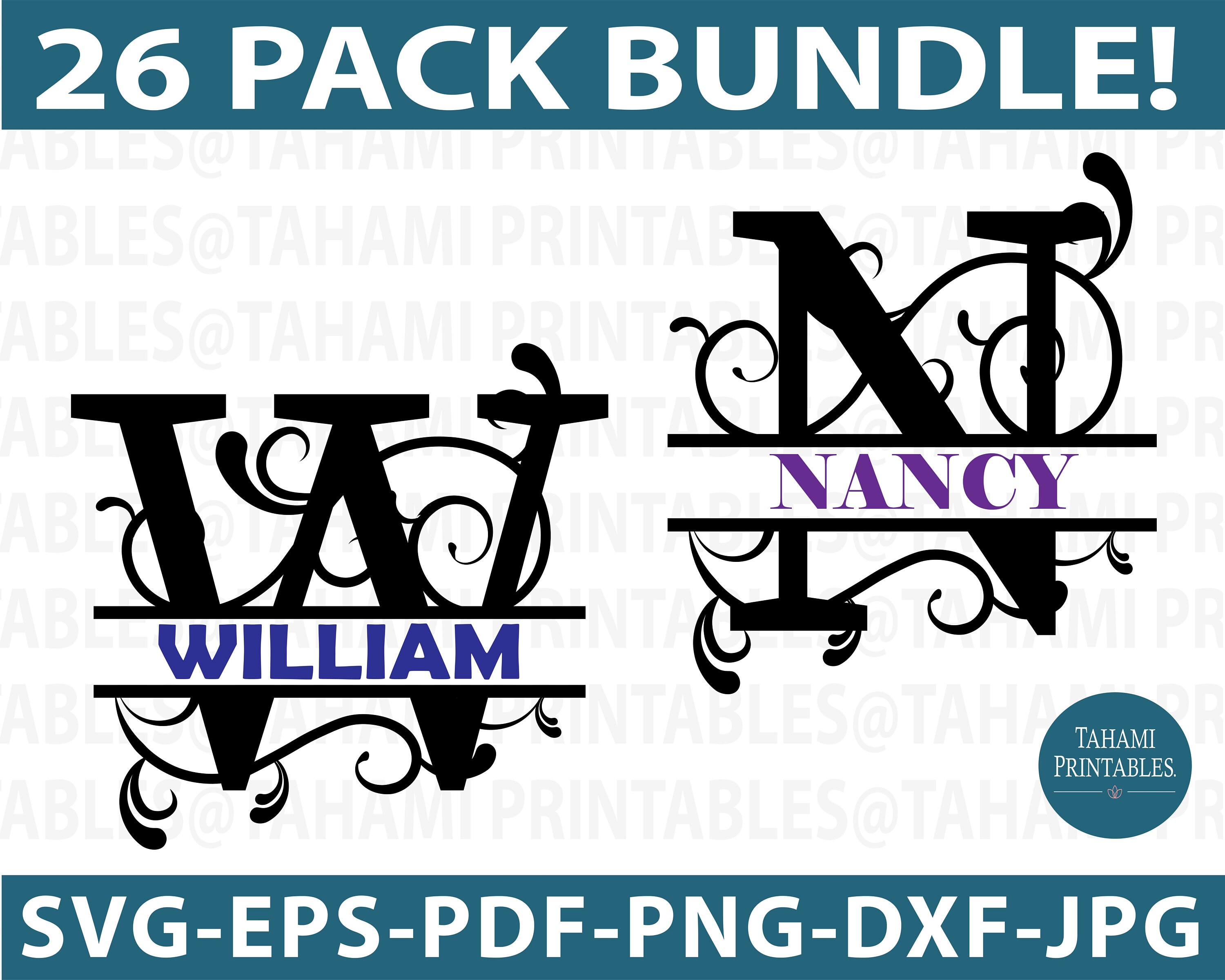 Split Monogram Svg Last Name Svg Monogram Name Svg Fancy - Etsy