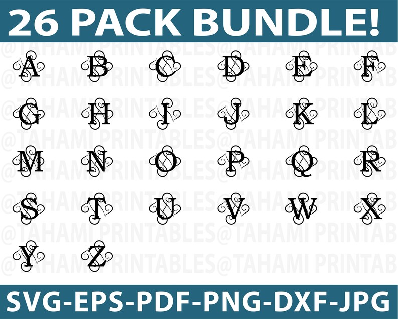 Fancy Letters Svg Monogram Font Svg Fancy Monogram Font - Etsy