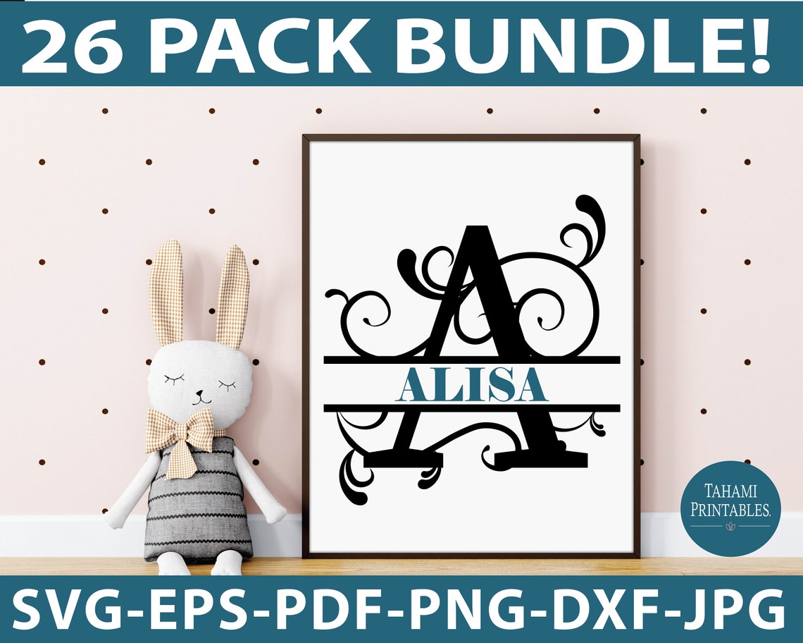 Split Monogram Svg Last Name Svg Monogram Name Svg Fancy - Etsy