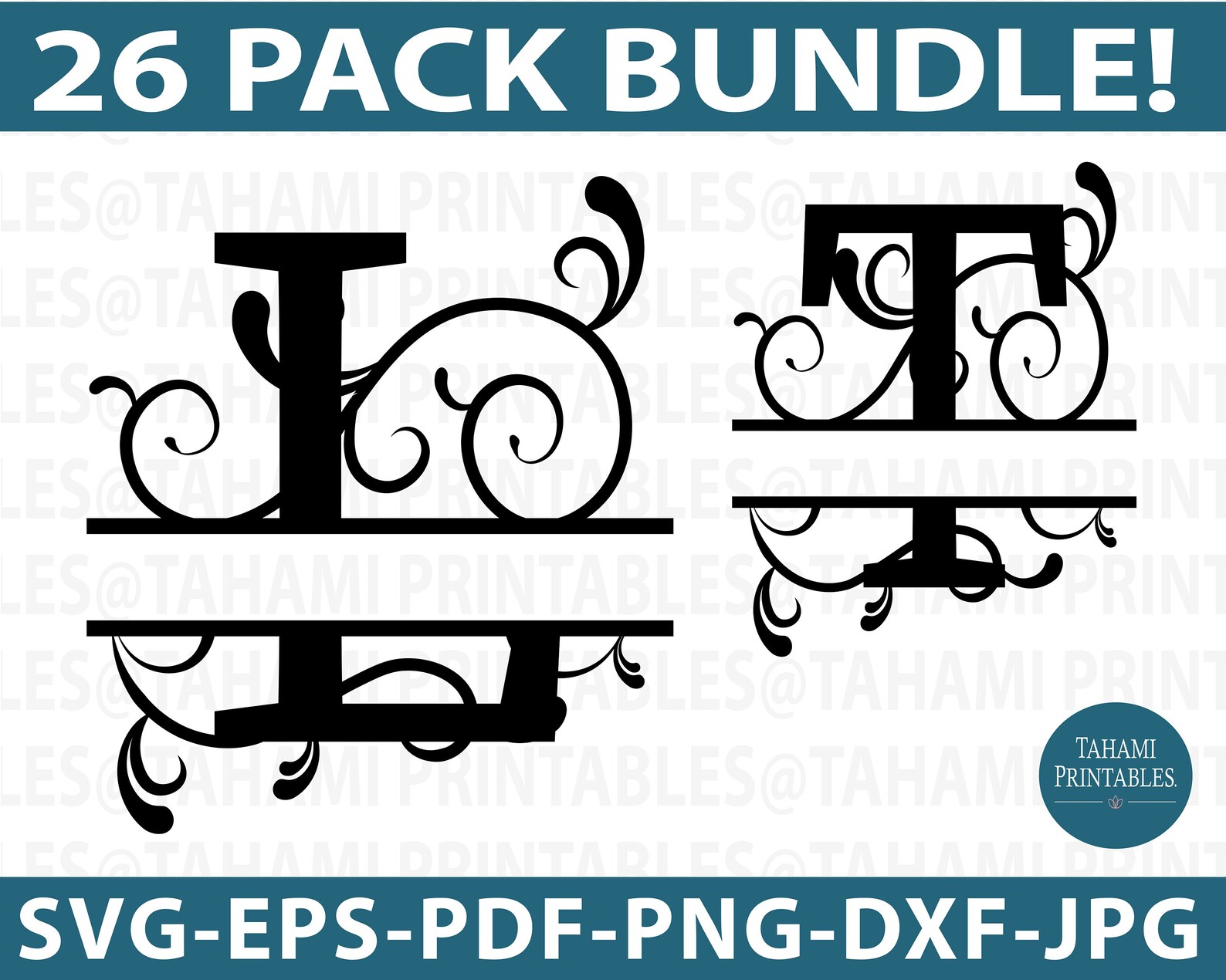 Split Monogram Svg Last Name Svg Monogram Name Svg Fancy - Etsy