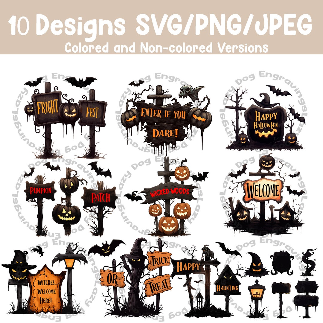 Haunted Sign Pack 1 | Halloween SVG Bundle, Haunted Signs, Clipart, Svg ...