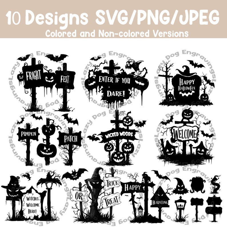Haunted Sign Pack 1 | Halloween SVG Bundle, Haunted Signs, Clipart, Svg ...