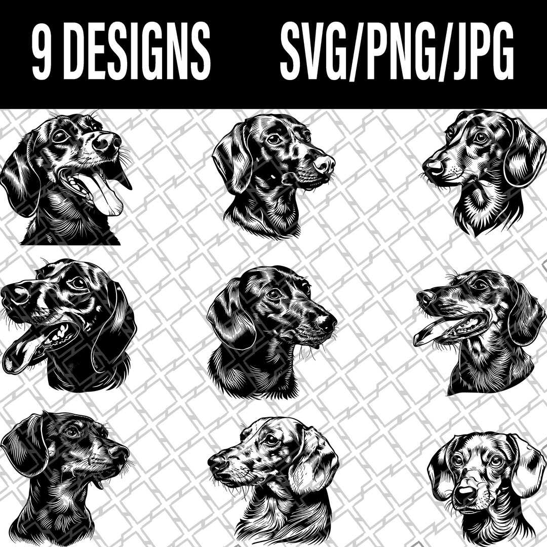 Dachshund Weiner Dog Sausage Dog Furry Canine Head, Cricut,svg,png,jpg ...