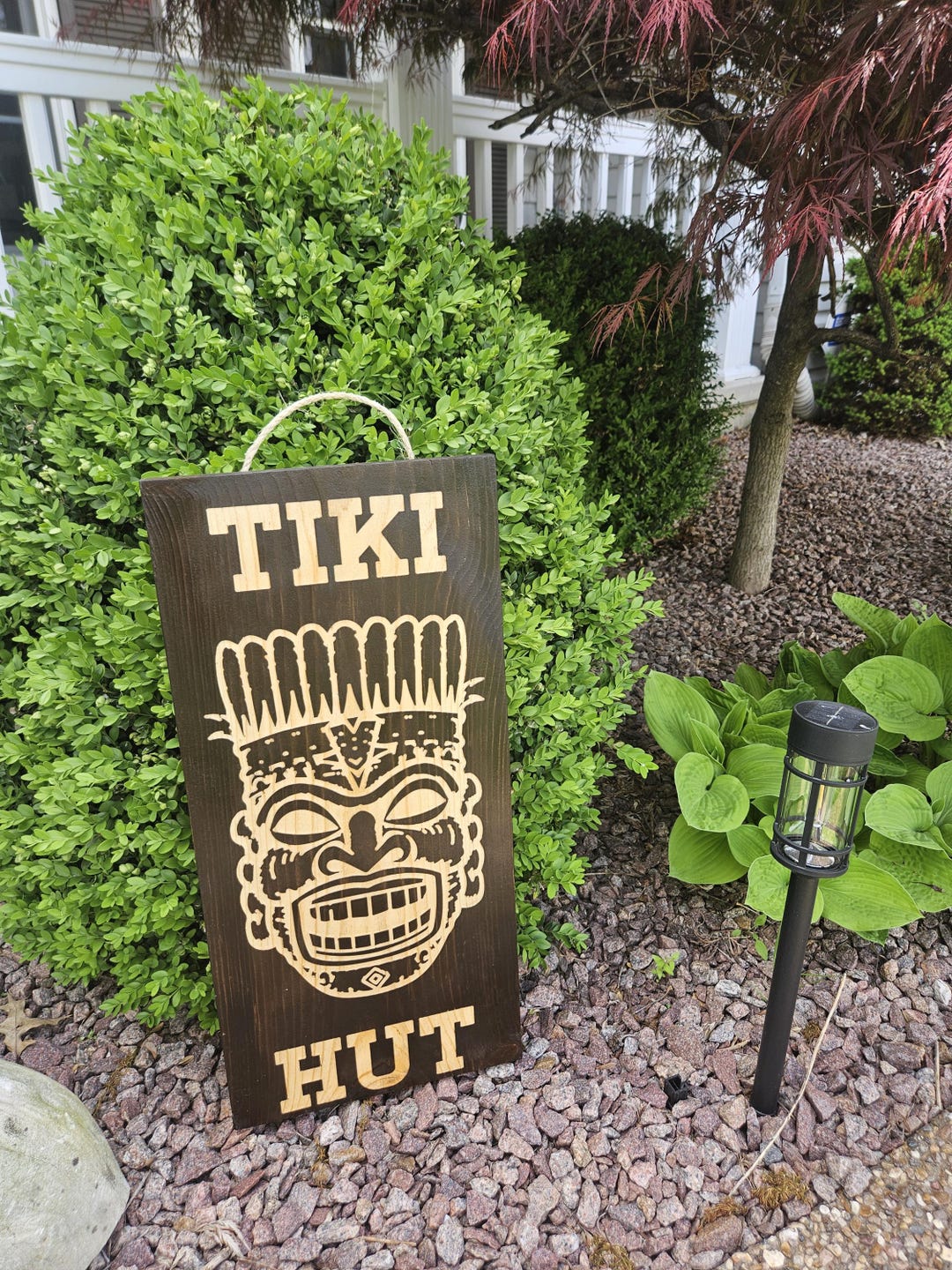 Tiki Hut Wooden Sign: Carved Tiki Face, Luau Decor - Etsy