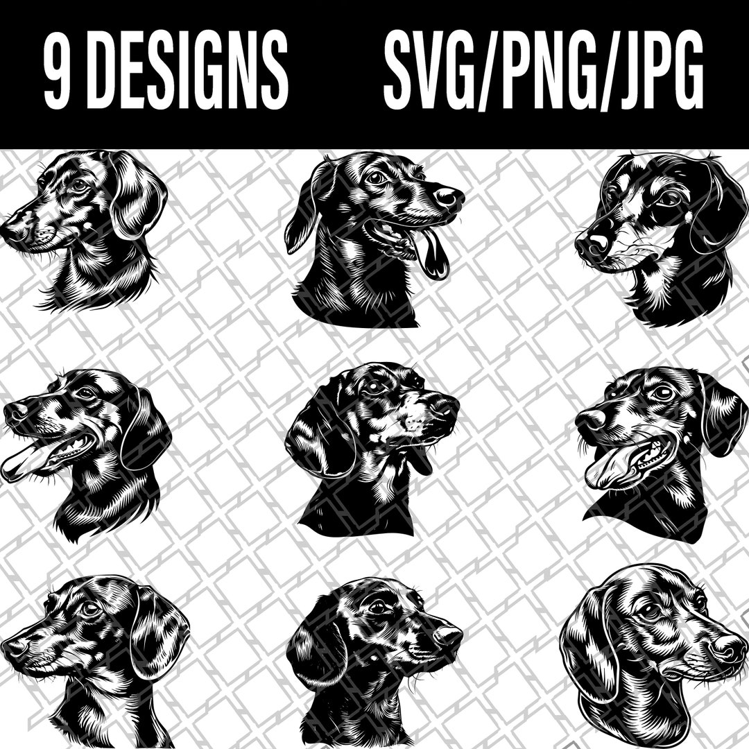 Weiner Dog Sausage Dog Furry Canine Head, Cricut,svg,png,jpg,laser ...