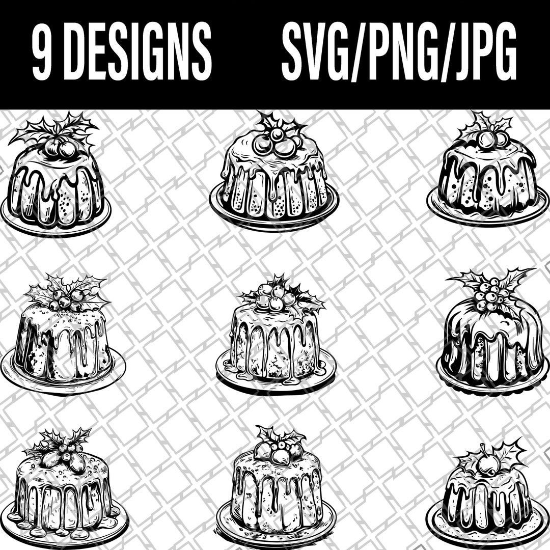 Christmas Figgy Pudding Clipart: SVG, PNG, JPG (digital Download ...