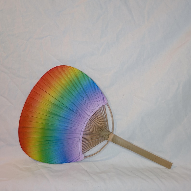 Rainbow - Paddle Fan / Uchiwa Fan, Hand Painted for Cosplay, Larp ...