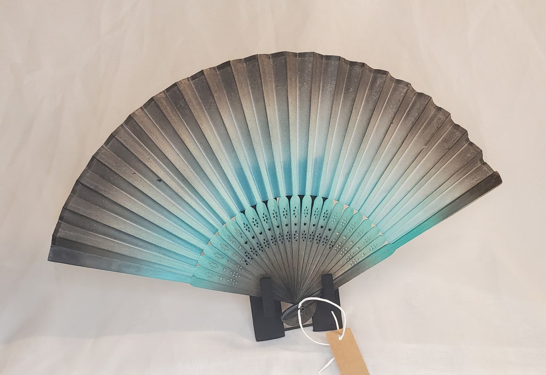 Anime Teal 2 Silk Folding Hand Fan for Surviving Cosplay, LARP, Wedding ...