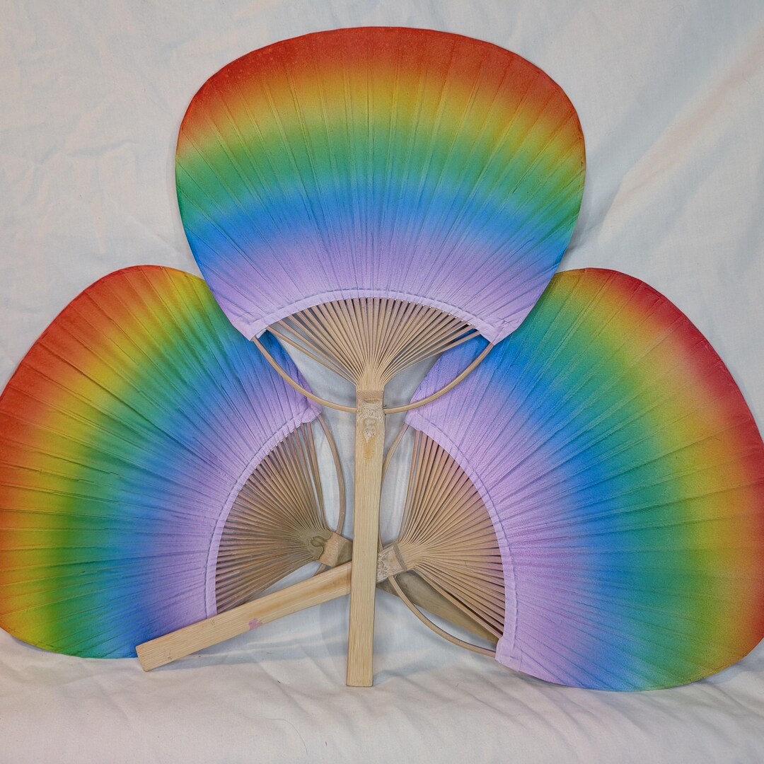 Rainbow - Paddle Fan / Uchiwa Fan, Hand Painted for Cosplay, Larp ...