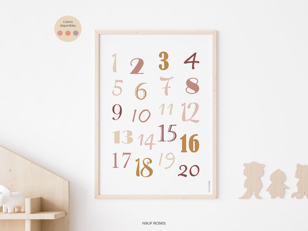 Affiche éducative nombres déco murale chambre enfant ou salle - Etsy ...