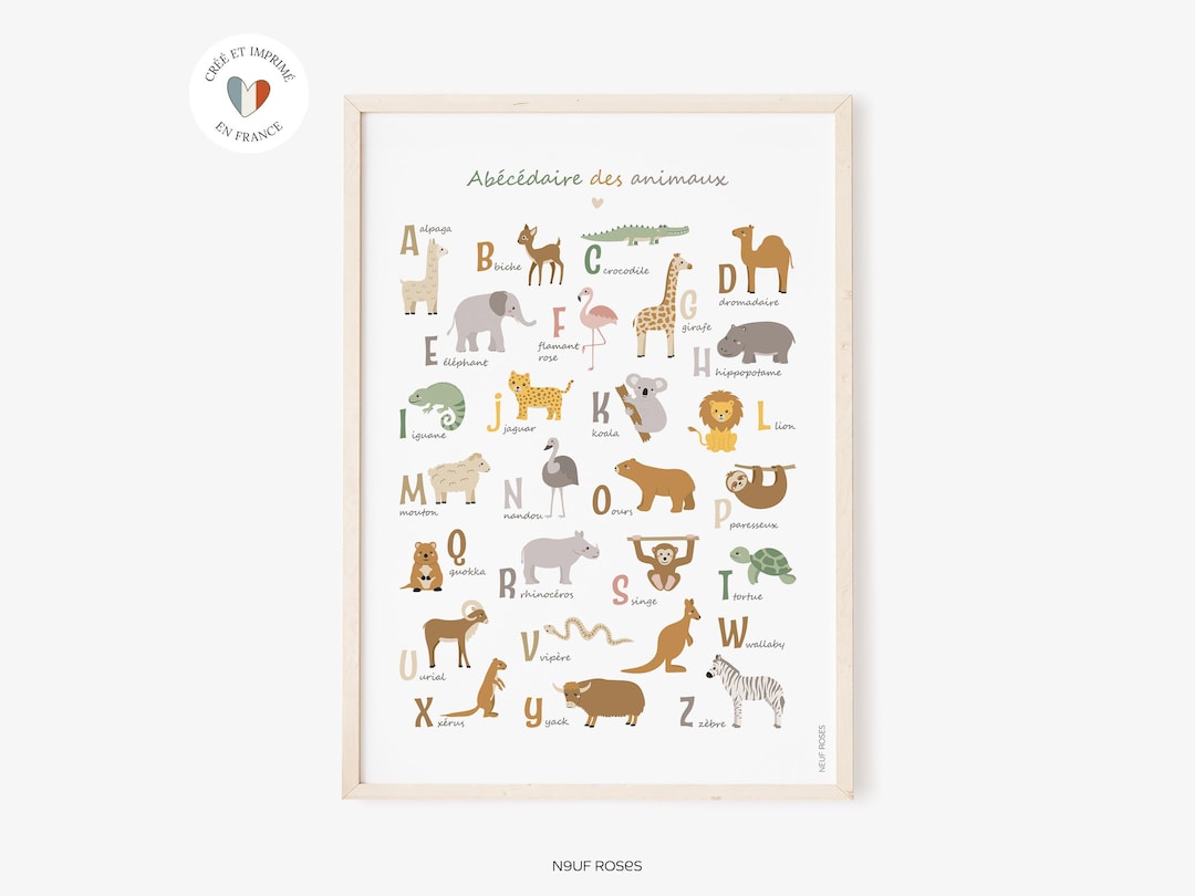 Animal Alphabet Poster, French Alphabet Poster, Decoration for Children ...