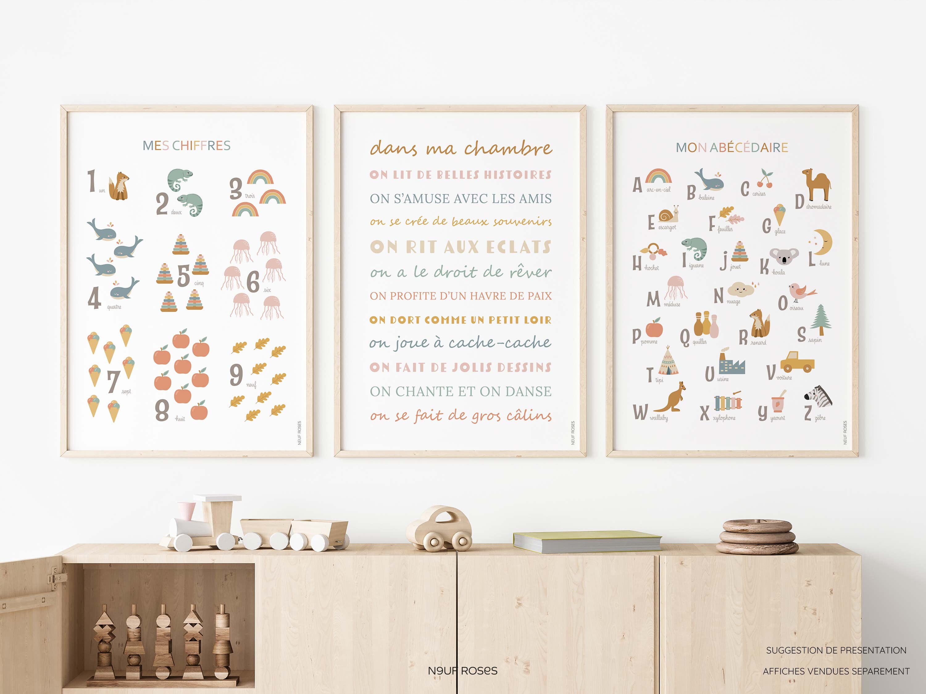 Affiche abécédaire en français, poster alphabet éducatif et décoratif ...